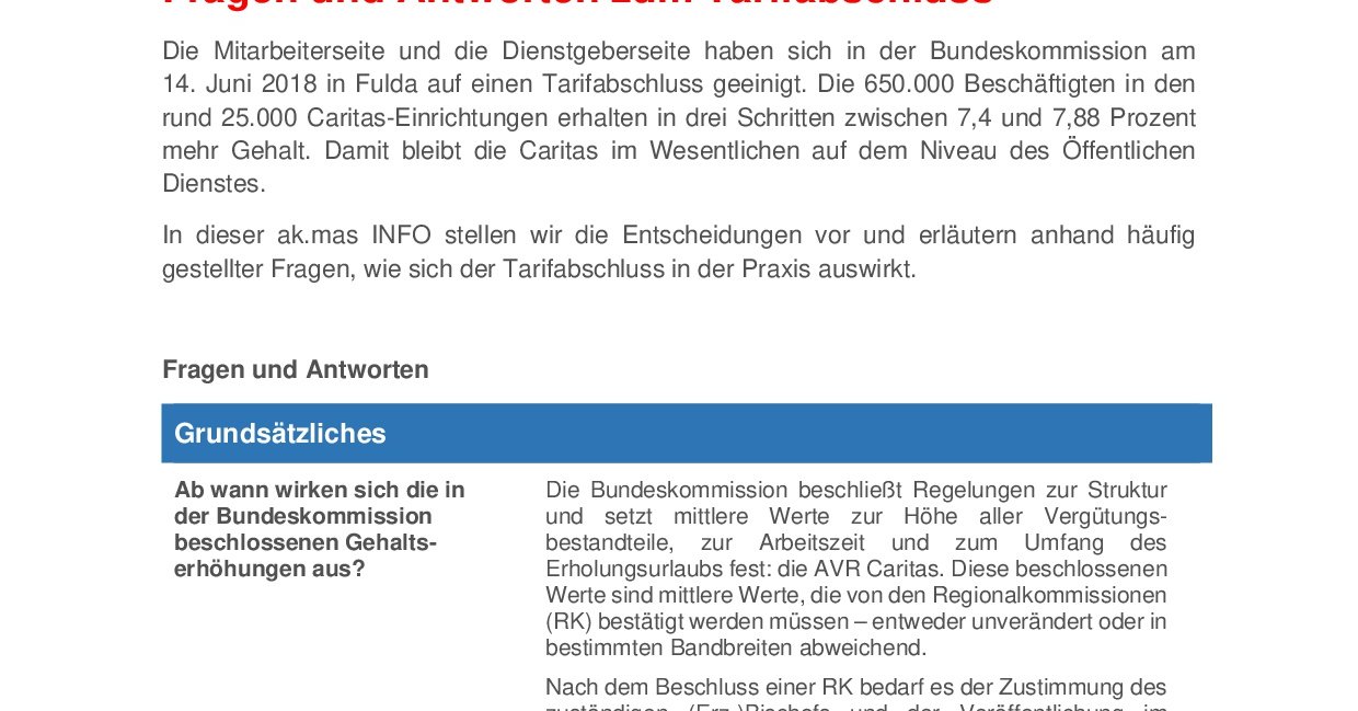 Caritas Tarifrunde 2018: Fragen und Antworten zum Tarifabschluss | DiAg ...
